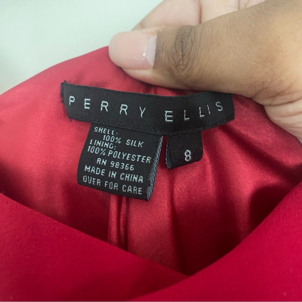 Perry Ellis Vintage Cowl Neck Silk Dress - Gem